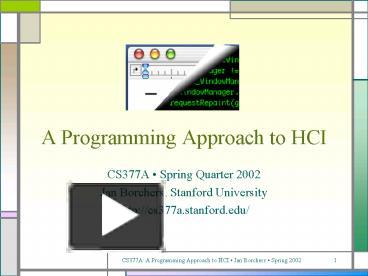 PPT – A Programming Approach to HCI PowerPoint presentation | free to ...