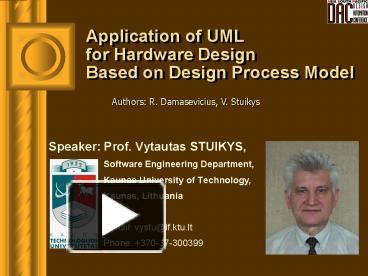 PPT – Application of UML for Hardware Design Based on Design Process ...