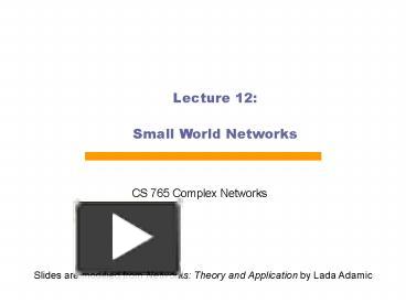 Small World Networks presentation | free to download