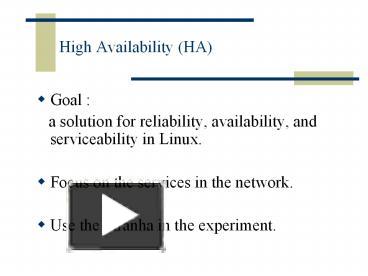 High Availability (HA) presentation | free to download