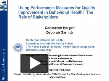 Using Performance Measures for Quality Improvement in Behavioral Health ...