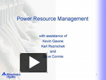 Power Resource Management presentation | free to view
