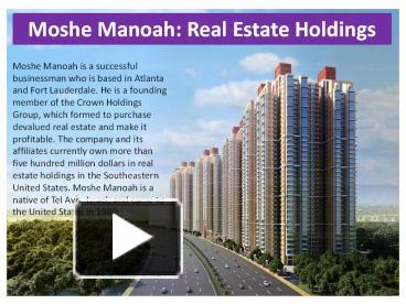 Moshe Manoah - Real Estate Holdings presentation | free to download