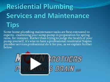 Residential Plumbing Services: Naples plumber Examination and ...