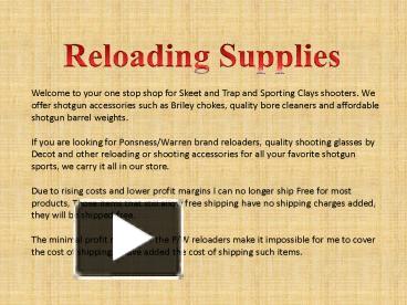 PPT – Reloading Supplies PowerPoint presentation | free to download ...