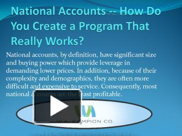 PPT – National Accounts -- How Do You Create a Program That Really ...