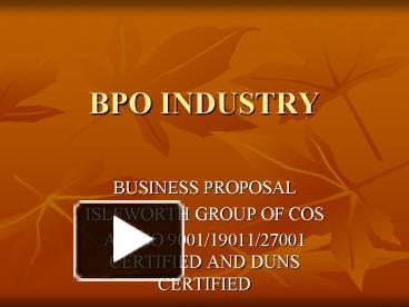BPO INDUSTRY presentation | free to view