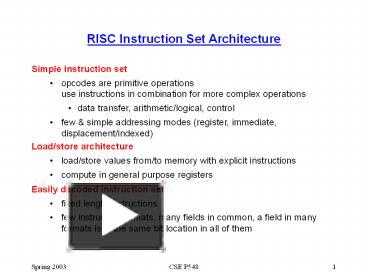 RISC Instruction Set Architecture presentation | free to download