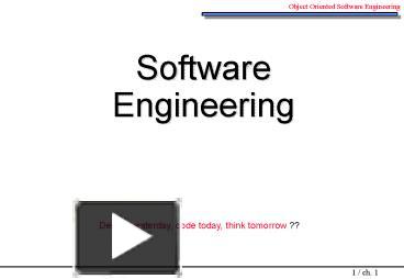 Object Oriented Software Engineering presentation | free to view
