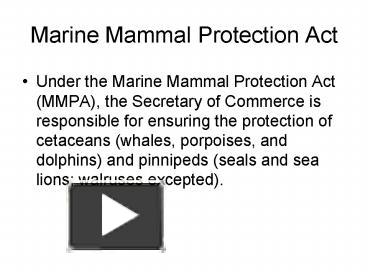 Marine Mammal Protection Act presentation | free to view