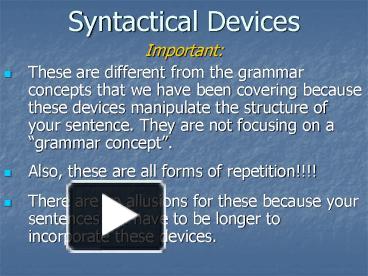 PPT – Syntactical Devices PowerPoint presentation | free to download ...