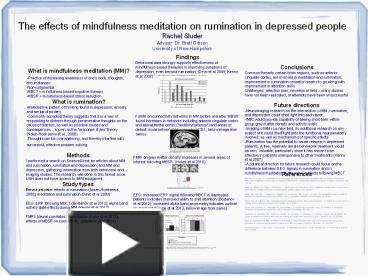 The effects of mindfulness meditation on rumination in depressed people ...
