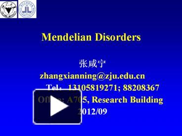 Mendelian Disorders presentation | free to view