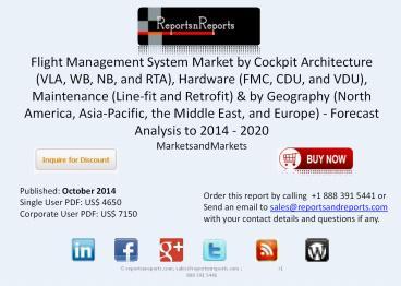 PPT – Flight Management System Market worth $912.20 million by 2020 ...