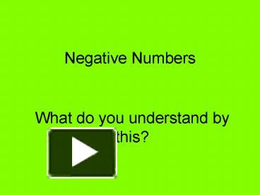 Negative Numbers presentation | free to download