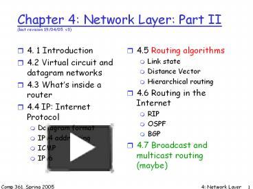PPT – Chapter 4: Network Layer: Part II (last revision 19/04/05. v3 ...