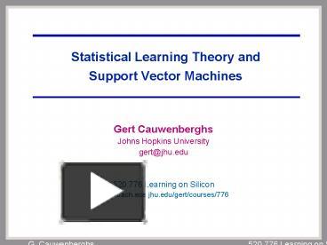PPT – Statistical Learning Theory and Support Vector Machines ...