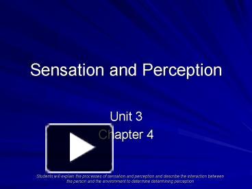 Sensation and Perception presentation | free to view