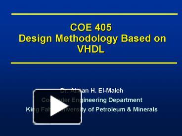PPT – COE 405 Design Methodology Based on VHDL PowerPoint presentation ...