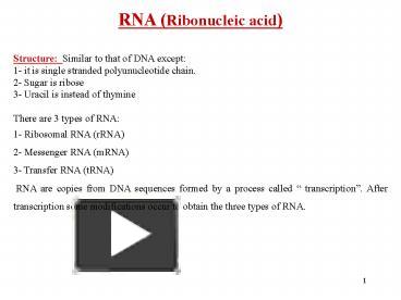 PPT – RNA (Ribonucleic acid) PowerPoint presentation | free to view ...