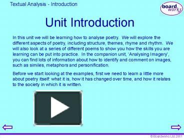 Poetry - Textual Analysis presentation | free to view