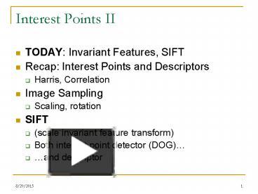 PPT – TODAY: Invariant Features, SIFT PowerPoint presentation | free to ...