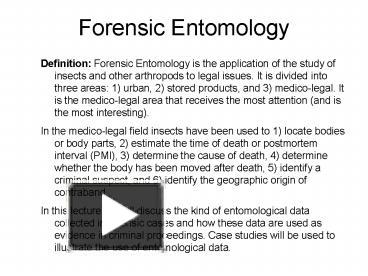 Forensic Entomology presentation | free to view