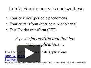 PPT – Lab 7: Fourier analysis and synthesis PowerPoint presentation ...