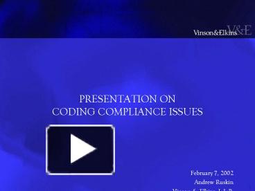 PRESENTATION ON CODING COMPLIANCE ISSUES presentation | free to download