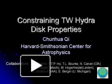 Constraining TW Hydra Disk Properties presentation | free to download