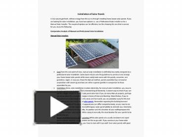PPT – Installation of Solar Panels PowerPoint presentation | free to ...