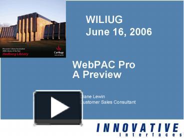 PPT – WebPAC Pro A Preview PowerPoint presentation | free to view - id ...