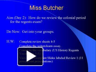 PPT – Miss Butcher PowerPoint presentation | free to download - id ...
