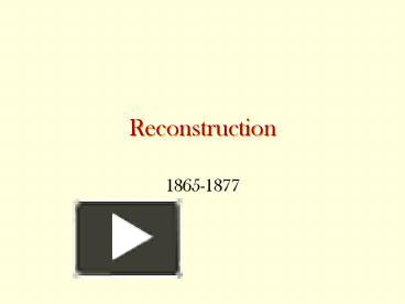 PPT – Reconstruction PowerPoint presentation | free to download - id ...