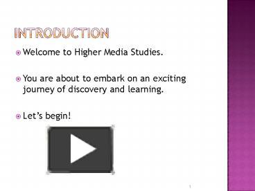 Welcome to Higher Media Studies. presentation | free to download