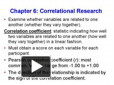 PPT – Chapter 6: Correlational Research PowerPoint presentation | free ...