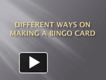 Different Ways on Making a Bingo Card presentation | free to download