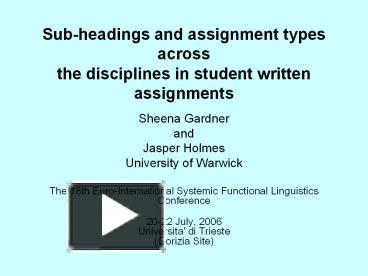 PPT – Sub-headings and assignment types across the disciplines in ...