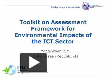 PPT – Toolkit on Assessment Framework for Environmental Impacts of the ...