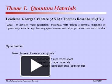 Theme 1: Quantum Materials presentation | free to view