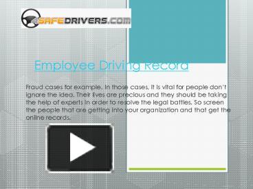 Employee Driving Record presentation | free to download