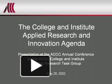 Presentation at the ACCC Annual Conference presentation | free to view