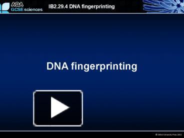 PPT – DNA fingerprinting PowerPoint presentation | free to download ...