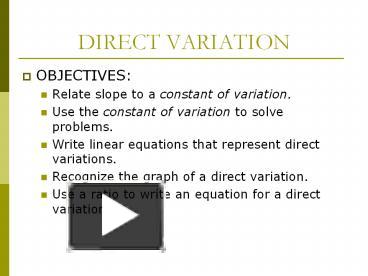 DIRECT VARIATION presentation | free to view