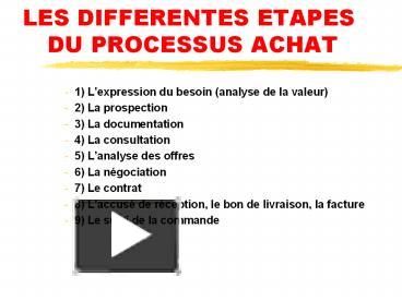 LES DIFFERENTES ETAPES DU PROCESSUS ACHAT presentation | free to download