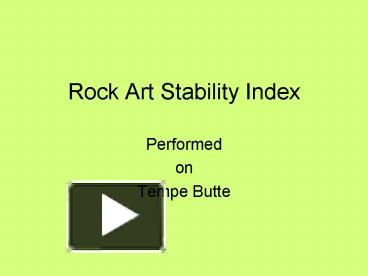 Rock Art Stability Index presentation | free to view