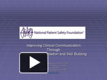 Improving Clinical Communication presentation | free to view