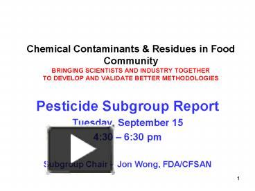 Chemical Contaminants presentation | free to view
