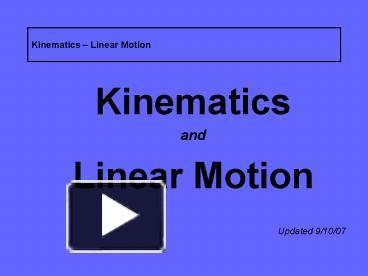 Kinematics presentation | free to view