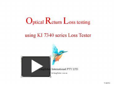 Optical Return Loss testing presentation | free to view